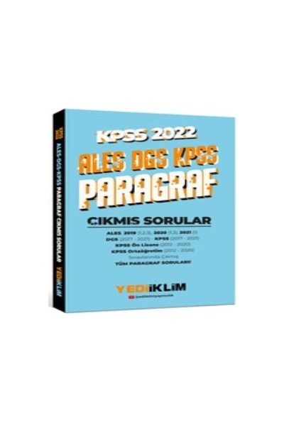 Yediiklim Yayınları Yediiklim YAYINLARI 2022 KPSS -ALES-DGS Paragraf Çıkmış Sorular Yediiklim Yayınları Yediiklim YAYINLARI 2022 KPSS -ALES-DGS Paragraf Çıkmış Sorular