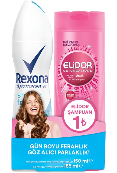 Rexona Shower Fresh Deodorant 150 ml + Elidor Şampuan 185ML