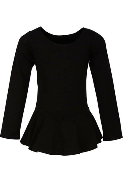 Su Perisi Siyah Uzun Kol Etekli Bale Mayosu