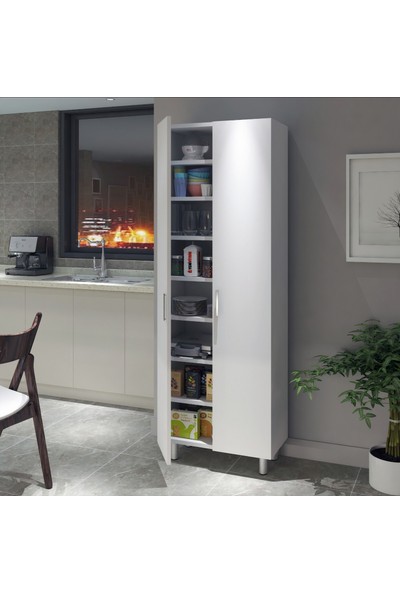 Yeni Vitrin %100 Mdf 8 Raflı 2 Kapaklı Çok Amaçlı Mutfak/banyo Dolabı Yeni Vitrin %100 Mdf 8 Raflı 2 Kapaklı Çok Amaçlı Mutfak/banyo Dolabı