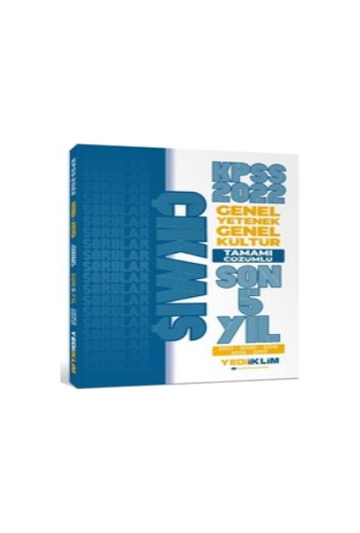Yediiklim Yayınları 2022 KPSS Gy-Gk Tamamı Çözümlü Son 5 Yıl Çıkmış SORULAR(2017-2021)