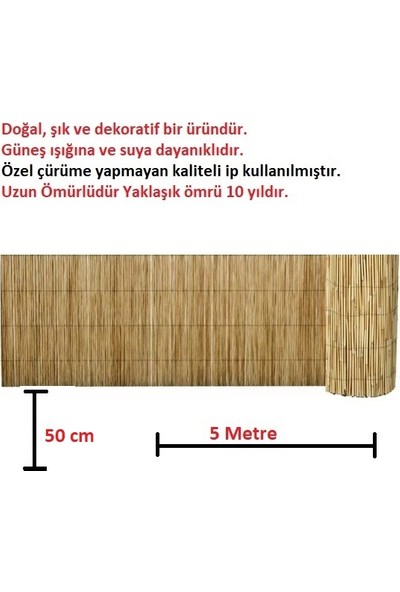Tunalar Bambu Kamış Hasır 50CMX5METRE Tunalar Bambu Kamış Hasır 50CMX5METRE