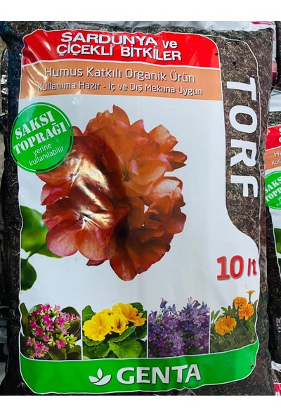 Genta Sardunya ve Çiçekli Bitkiler Için Torf 10LT Genta Torf Çiçek Torfu Çiçek Toprağı Saksı Torfu Saksı Toprağı Torf Toprak