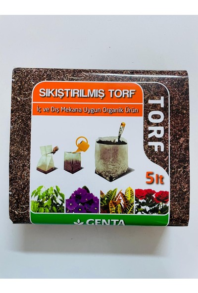 Genta Sıkıştırılmış Torf 5lt Cocopeat Çiçek Torfu Çiçek Toprağı Hazır Toprak Torf