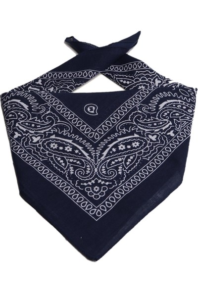Attach Ükb-Lacivert Şal Desen Damla Tasarım Kare Bandana