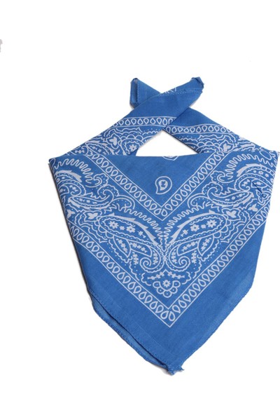 Attach Ükb-Mavi Şal Desen Damla Tasarım Kare Bandana