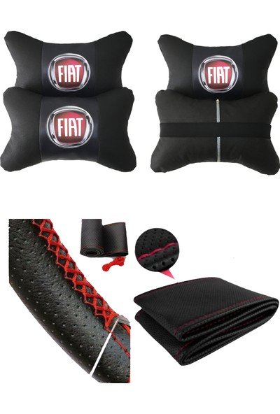 Ayz Oto Aksesuar Fiat Siena Dikmeli Direksiyon Kılıfı + 5D Boyun Yastığı 2'li Set