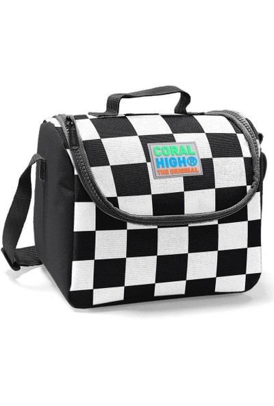 Coral High 22714 Kids Damalı Thermo Beslenme Çantası Siyah - Beyaz