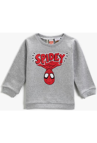 Koton Erkek Bebek Spider Man Baskılı Sweatshirt Bisiklet Yaka Lisanslı