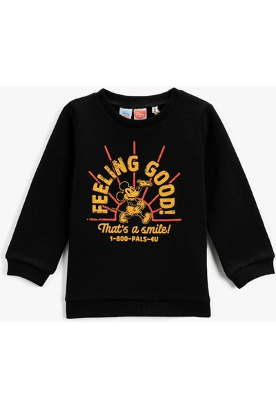Koton Mickey Mouse Baskılı Sweatshirt Bisiklet Yaka Lisanslı
