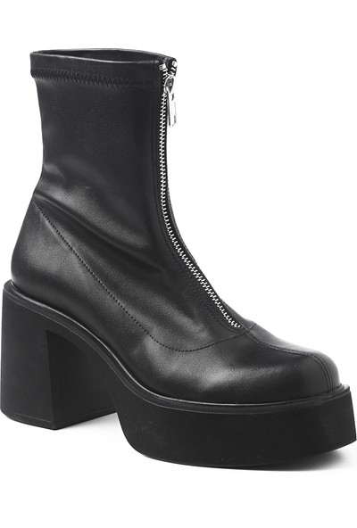 John May Kadın Bot GTN-120604 John May Siyah Deri Streç