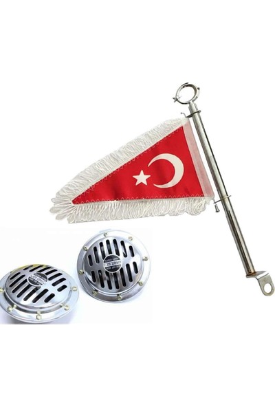 Monero Motosiklet Makam Bayrağı ve Nikel Hella Korna Takımı Monero Motosiklet Makam Bayrağı ve Nikel Hella Korna Takımı