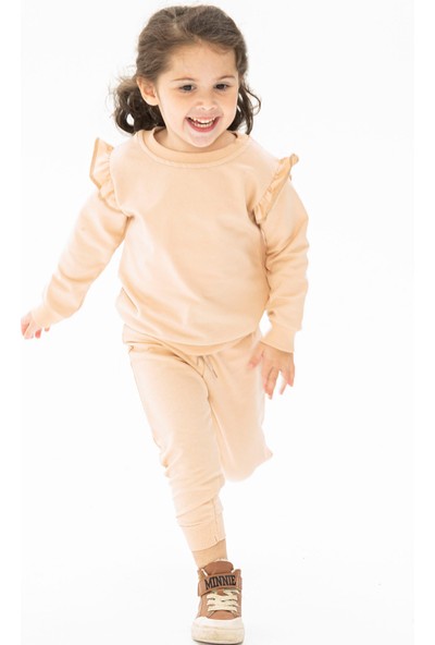 Zepkids Kız Çocuk Omuzları Fırfır Detaylı Ikili Takım 3-12 Yaş