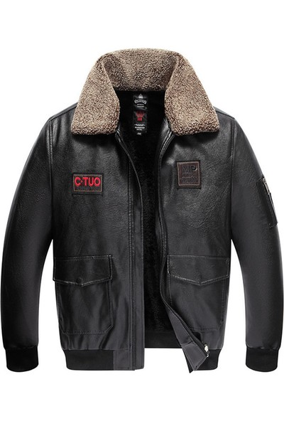 Gemdeck Erkek Uçuş Ceketi Günlük Yaka Polar Astarlı Pu Deri Ceket (Yurt Dışından) Gemdeck Erkek Uçuş Ceketi Günlük Yaka Polar Astarlı Pu Deri Ceket (Yurt Dışından)