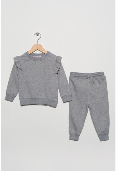 Zepkids Kız Çocuk Omuzları Fırfır Detaylı Ikili Takım 3-12 Yaş