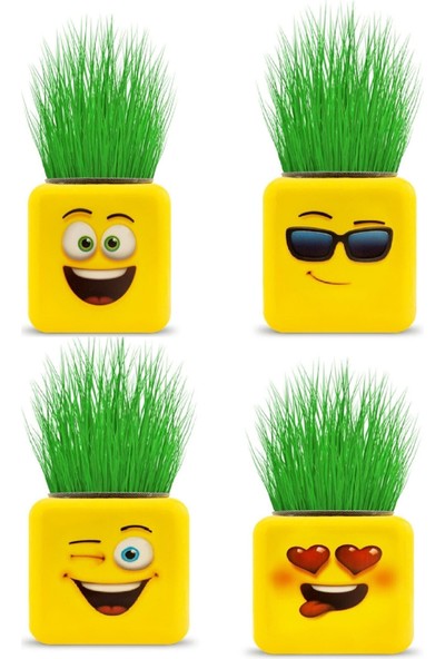 Hızlıxavm Çimoji 4 Figürlü Emoji Küp Çim Adam