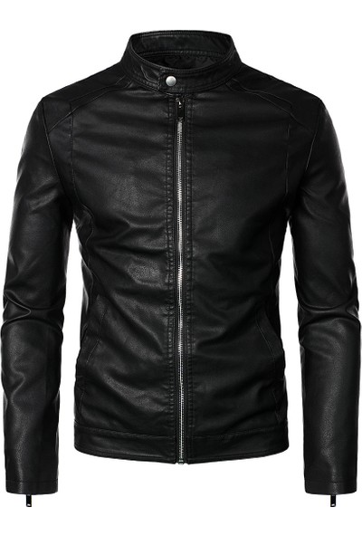 Gemdeck Erkek Dik Yaka Deri Motosiklet Ceketi (Yurt Dışından) Gemdeck Erkek Dik Yaka Deri Motosiklet Ceketi (Yurt Dışından)