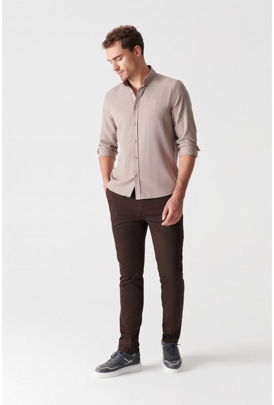 Avva Erkek Kahve Yandan Cepli Comfort Slim Fit Pantolon E003004 Avva Erkek Kahve Yandan Cepli Comfort Slim Fit Pantolon E003004