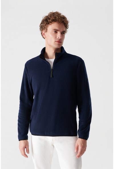 Avva Erkek Lacivert Fermuarlı Dik Yaka Düz Polar A12Y1068 Avva Erkek Lacivert Fermuarlı Dik Yaka Düz Polar A12Y1068