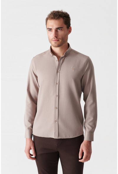 Avva Erkek Vizon Oxford Düğmeli Yaka Regular Fit Gömlek E002000 Avva Erkek Vizon Oxford Düğmeli Yaka Regular Fit Gömlek E002000