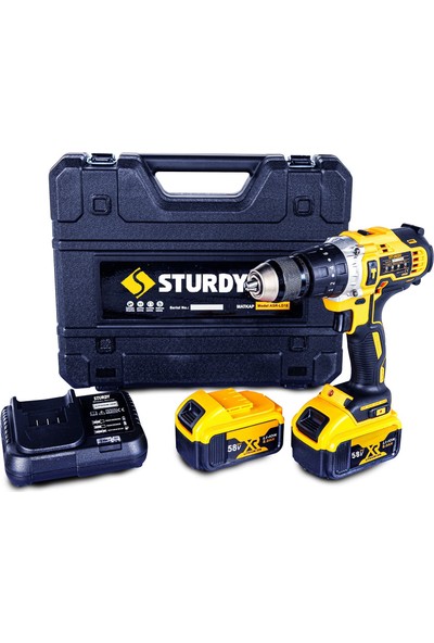 Sturdy 58 V 8 Ah Li-Ion 13 mm Şarjlı Darbeli Çift Akülü Vidalama Matkap