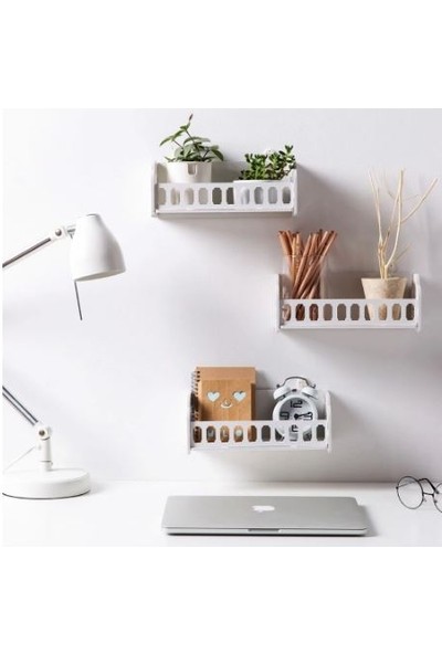 Modalanka Beyaz Duvara Monte Ahşap Dekoratif Düzenleyici Raf
