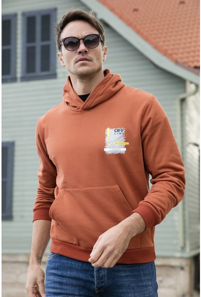 Buratti Slim Fit Baskılı Kanguru Cepli Kapüşonlu Sweat Erkek Sweat 5896592
