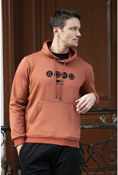 Buratti Slim Fit Baskılı Kanguru Cepli Kapüşonlu Sweat Erkek Sweat 5896593