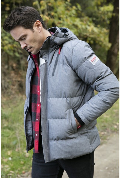 Buratti Peluş Astarlı Çıkarılabilir Kapüşonlu % 100 Pamuk Slim Fit Mont Erkek Mont 571741