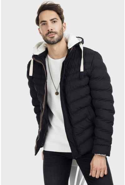 Buratti Slim Fit Kapüşonlu Dik Yaka Şişme Mont Erkek MONT 55618K5071