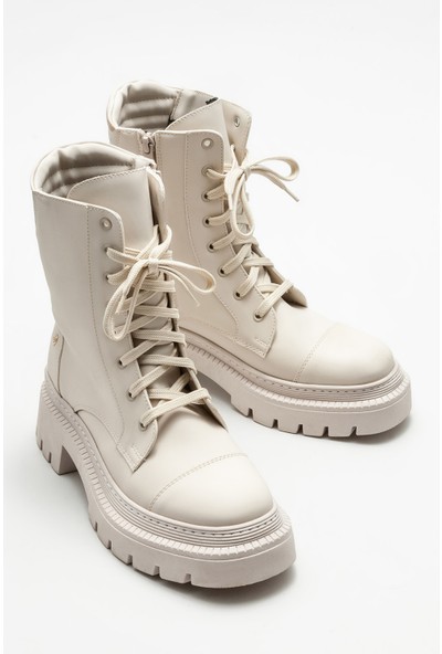 Elle Shoes Bej Kadın Günlük Düz Bot