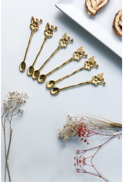 Sezka Life 6'lı Gold Çiçek Çay Kaşığı
