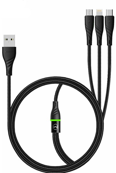 Mcdodo Ca-6450 3İn1 Data-Şarj Kablosu 1.2M-Siyah