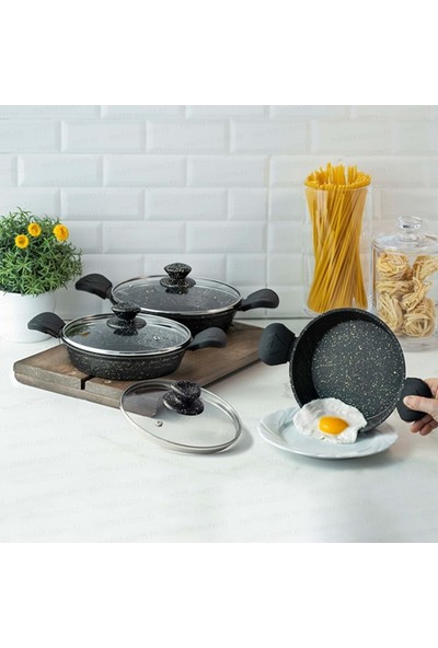 Nehir Alm.döküm 6 Parça Kapaklı Sahan Set