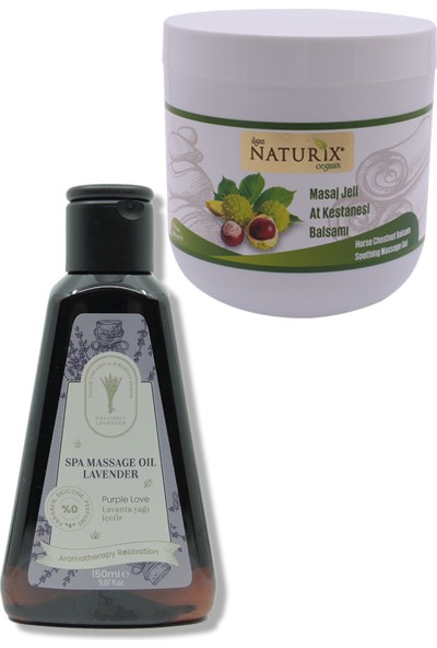 Gallipoli Lavender 2'li Güçlü Etki Rahatlatıcı 150ML Lavanta Masaj Yağı + 500 ml At Kestanesi Masaj Jeli Gallipoli Lavender 2'li Güçlü Etki Rahatlatıcı 150ML Lavanta Masaj Yağı + 500 ml At Kestanesi Masaj Jeli
