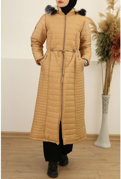 İmaj Butik Tam Boy Içi Kürklü Kapşonlu Mont/açık Camel İmaj Butik Tam Boy Içi Kürklü Kapşonlu Mont/açık Camel