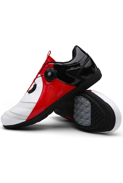Sitong Kauçuk Taban Beyaz Kırmızı Bisiklet Ayakkabı Dönen Toka (Yurt Dışından)