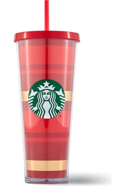 Starbucks® Kırmızı- Altın Şeritli Termos 710ML - 11128458