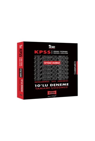 Yargı Yayınevi Yargı Yayınları 2022 KPSS Gy Gk 10'suz Olmaz Tamamı Çözümlü 10'lu Deneme