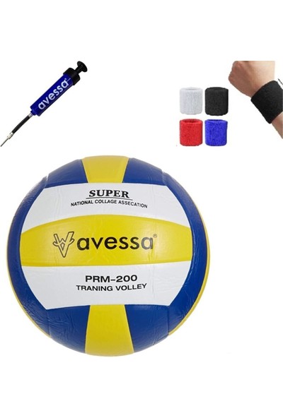 Avessa PRM-200 Dikişli No. 5 Soft Yapıştırma Voleybol Topu + Pompa + Havlu Bileklik