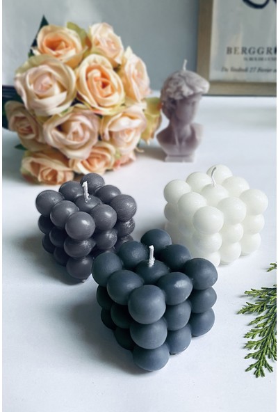 Sanat Sepet İşleri Gri Vanilya Kokulu Bubble Dekoratif Mum 3'lü Set Sanat Sepet İşleri Gri Vanilya Kokulu Bubble Dekoratif Mum 3'lü Set