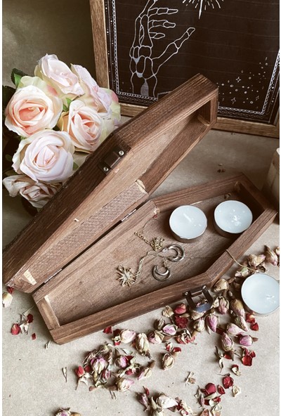 Sanat Sepet İşleri Premium Ceviz Rengi Ahşap Tabut Dekoratif Kutu Takılık Sanat Sepet İşleri Premium Ceviz Rengi Ahşap Tabut Dekoratif Kutu Takılık