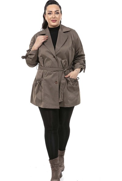 Disentis Modest Mono Yaka Katlamalı Kollu Cepleri Büzgü Detaylı Koyu Haki Trençkot Disentis Modest Mono Yaka Katlamalı Kollu Cepleri Büzgü Detaylı Koyu Haki Trençkot