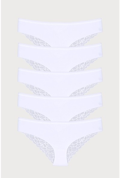 Nicoletta Beyaz Kadın Külot Büyük Beden 5'li Paket Arka Dantelli Nicoletta Beyaz Kadın Külot Büyük Beden 5'li Paket Arka Dantelli