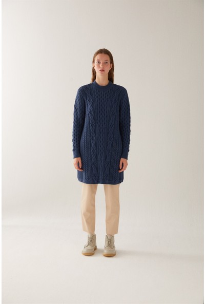 Inspiration Çok Saçlı Desenli Triko Lacivert Inspiration Çok Saçlı Desenli Triko Lacivert