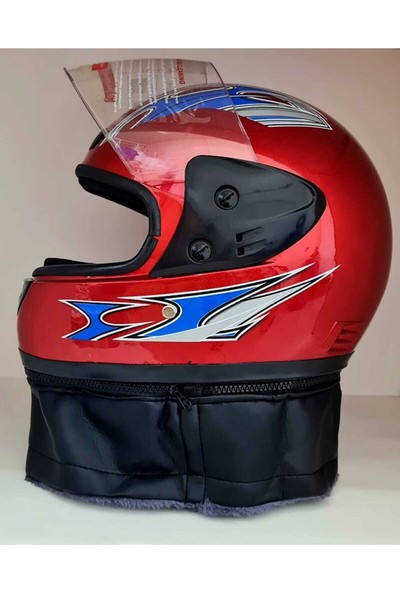 Asm Tam Kapalı Motosiklet Kaskı + Boyun Derili