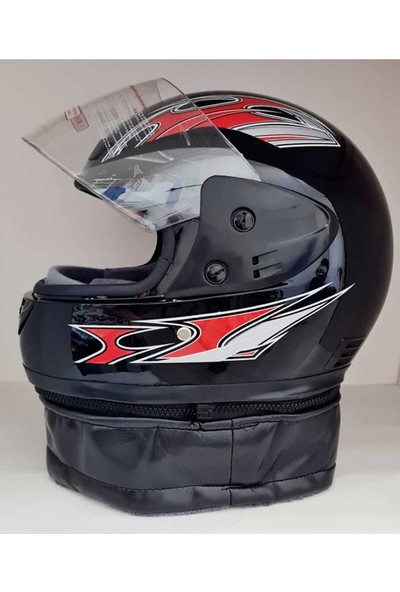 Asm Tam Kapalı Motosiklet Kaskı + Boyun Derili