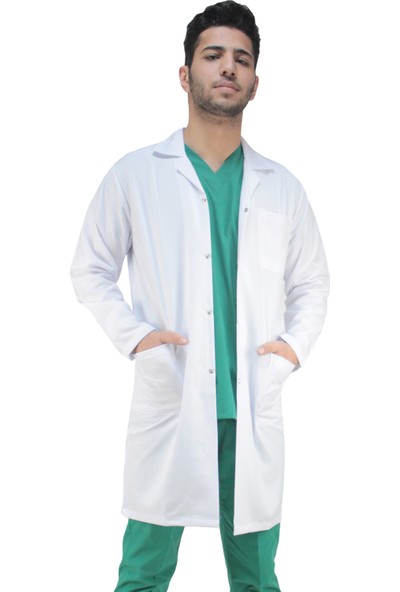 Dr. Mia DrMia Erkek Beyaz Doktor Önlüğü Laborant Eczacı Önlüğü Iş Önlüğü Vizit Veteriner Önlüğü