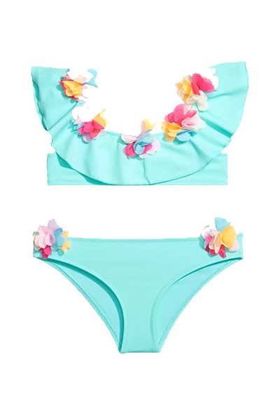 Bonesta Swimwear Çiçekli Mavi Straplez Bikini