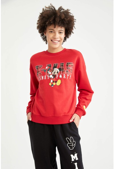 DeFacto Regular Fit Yılbaşı Temalı Mickey Mouse Lisanslı Bisiklet Yaka Sweatshirt W5953AZ21WN DeFacto Regular Fit Yılbaşı Temalı Mickey Mouse Lisanslı Bisiklet Yaka Sweatshirt W5953AZ21WN